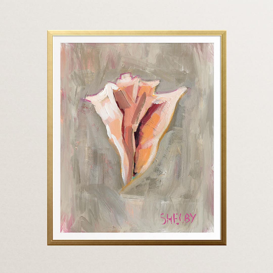 Seashell Art Pink Seashell Prints Seashell Illustrations - Etsy