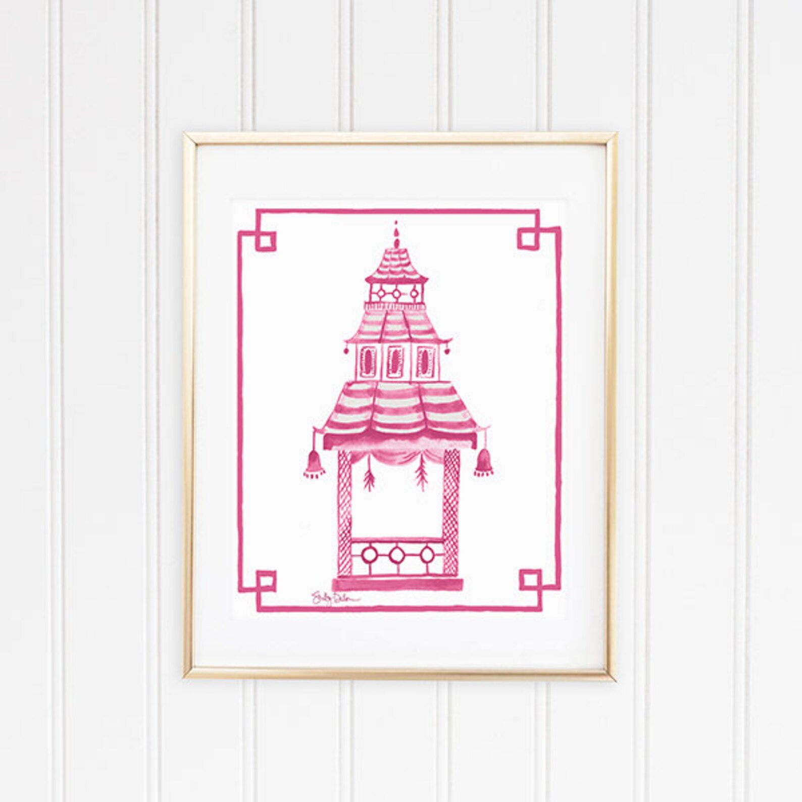 Pagoda Wall Print Pagoda Print Set Pink Pagoda Art Pink | Etsy