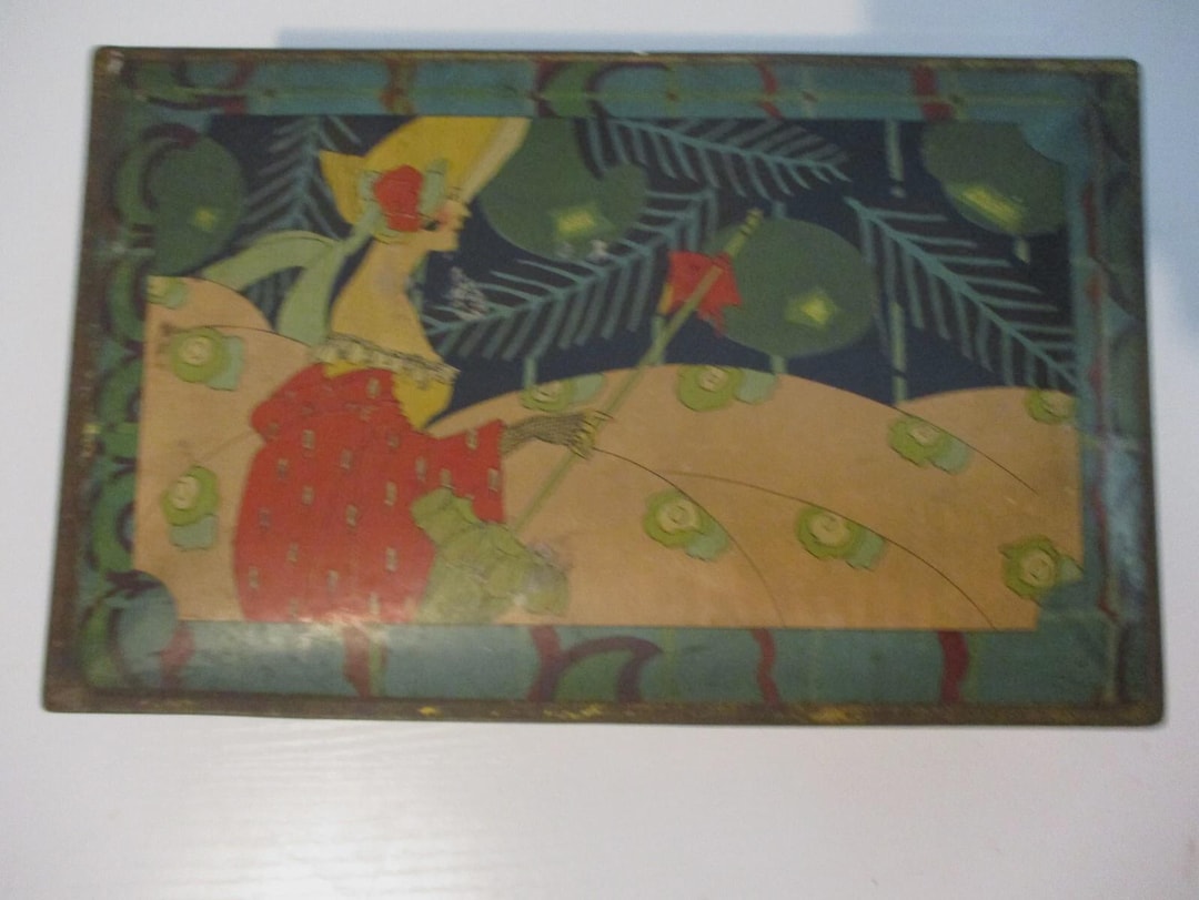 1920's Canco Tin Beauty Box-art Nouveau Candy Box Lady With Parasol - Etsy