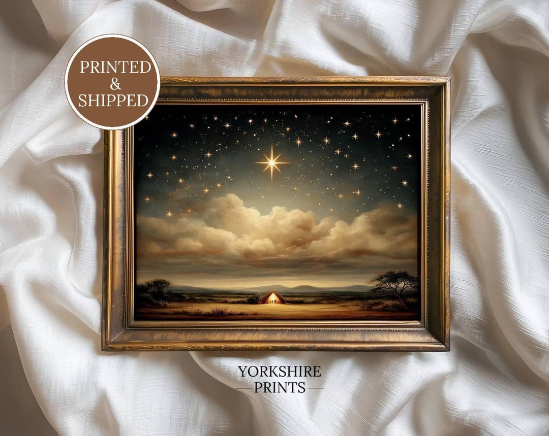 Star of Bethlehem Over Manger | Holy Night Nativity Wall Art ...