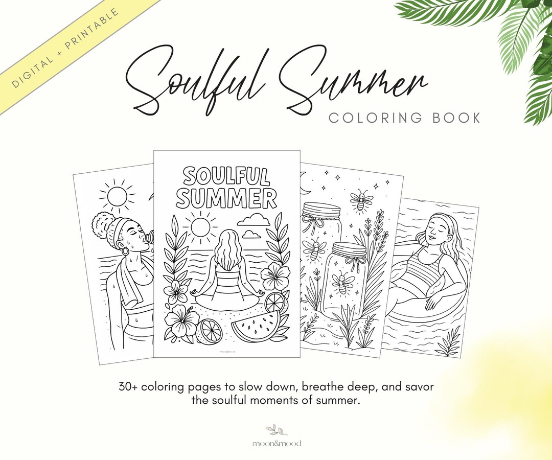 Soulful Summer Coloring Book for Adults/teens– 30+ Mindful Printable ...