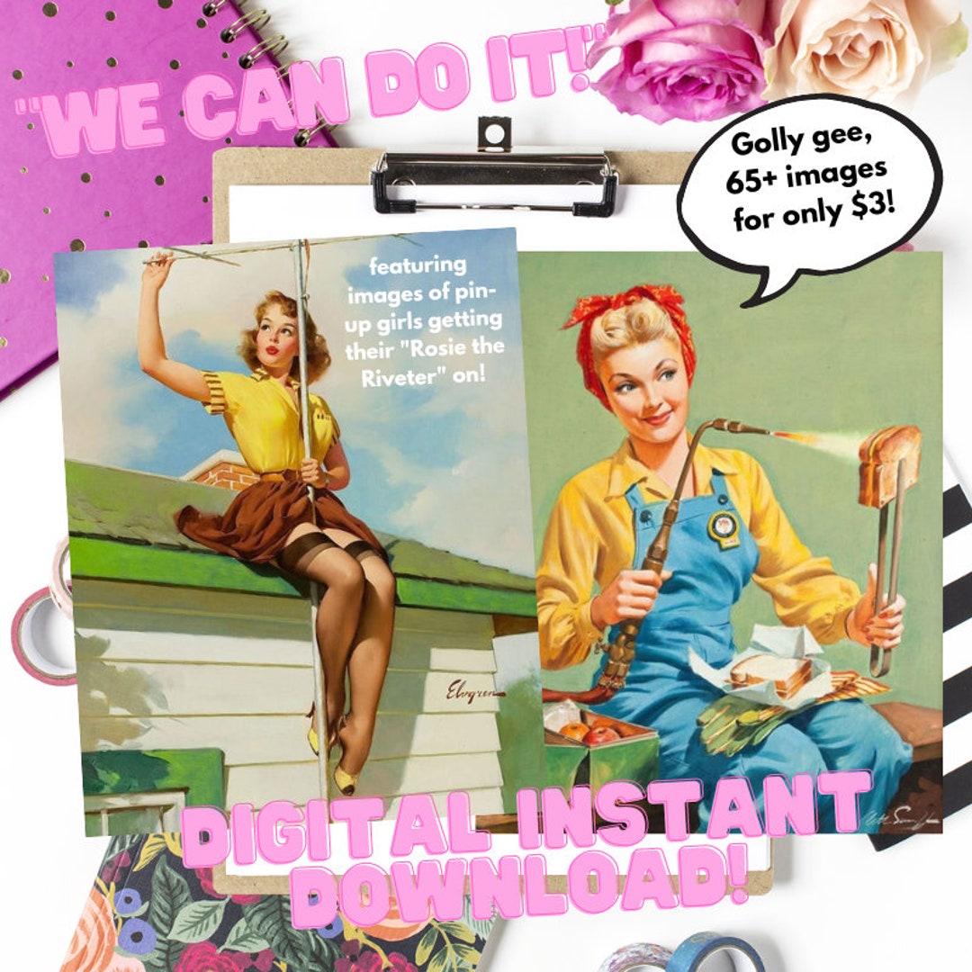 We Can Do It! Rosie the Riveter-esque Pin up Girls Art Collection INSTANT Download Digital ...