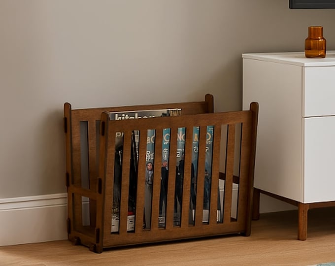 Vintage Wooden Magazine Rack – Book Organizer & Magazine Holder - Etsy