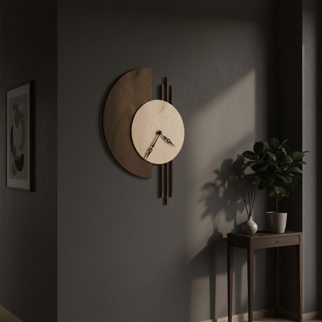 Modern Wall Clock, Wooden Wall Clock, Large Wall Clock, Minimalist Wall ...