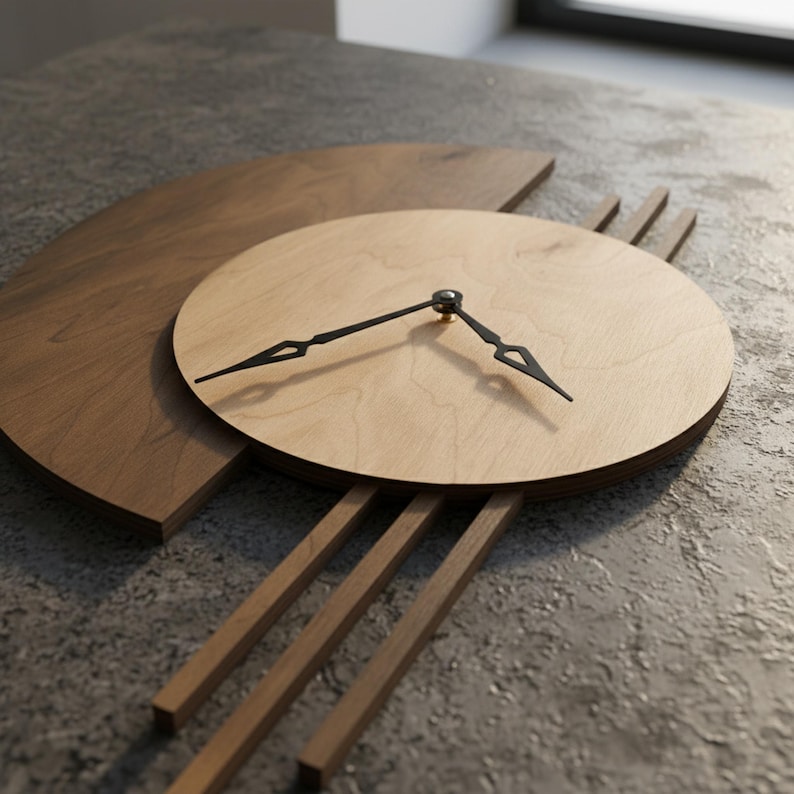 Modern Wall Clock, Wooden Wall Clock, Large Wall Clock, Minimalist Wall ...