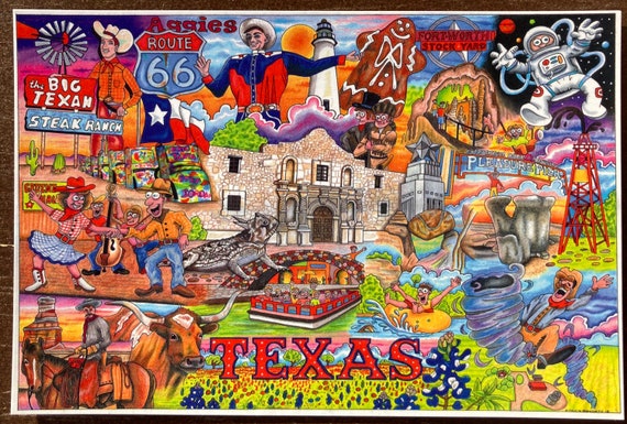 Texas Postcards Pack of 15 Signed by the Artist | Etsy