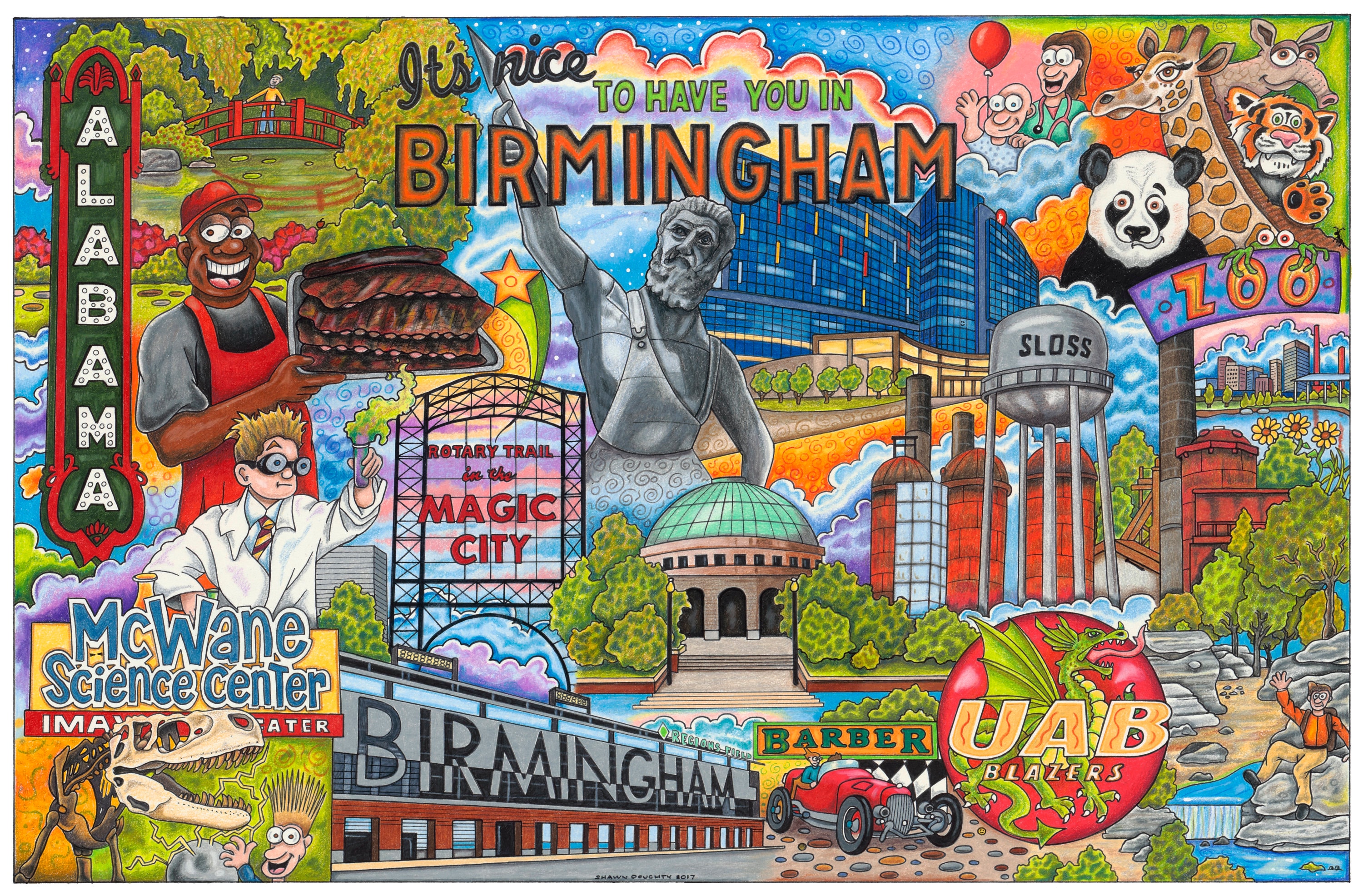 Birmingham, Alabama Postcards Pack of 50 Signed by Artist - Etsy