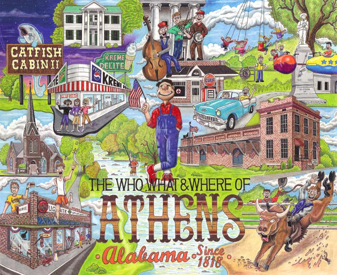 Athens Alabama Postcards Pack of 15 Signed by the Artist - Etsy