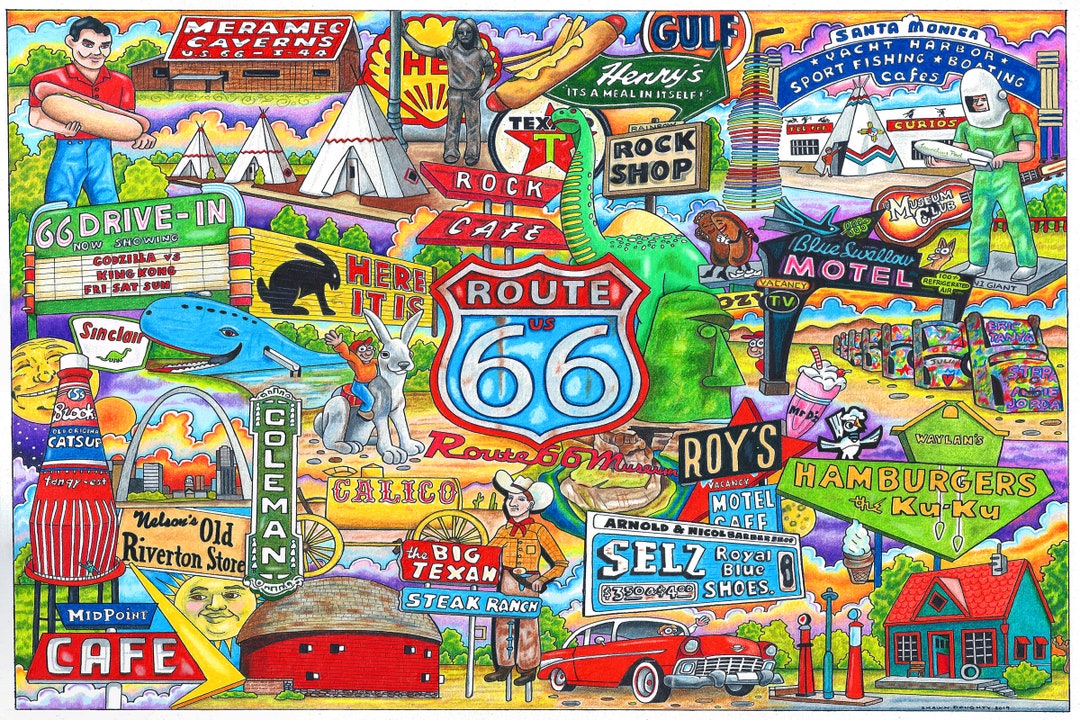 Route 66 Print, 12 X 16 Inches Signed by Artist - Etsy