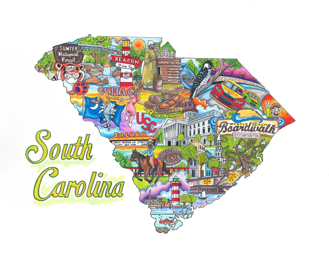 South Carolina Postcards Pack of 50 Signed by the Artist/vacation ...