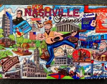 Nashville Tennessee Music Skyline Fridge Magnet - Etsy