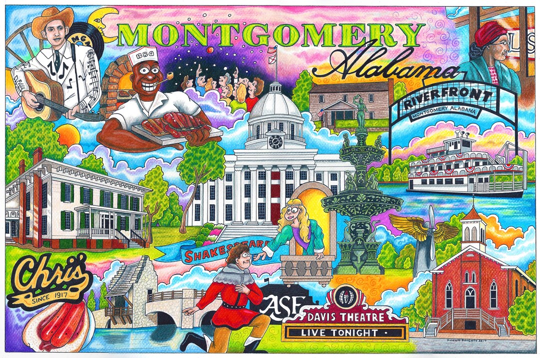 Montgomery, Alabama Postcards Pack of 50 Signed by Artist/vacation ...