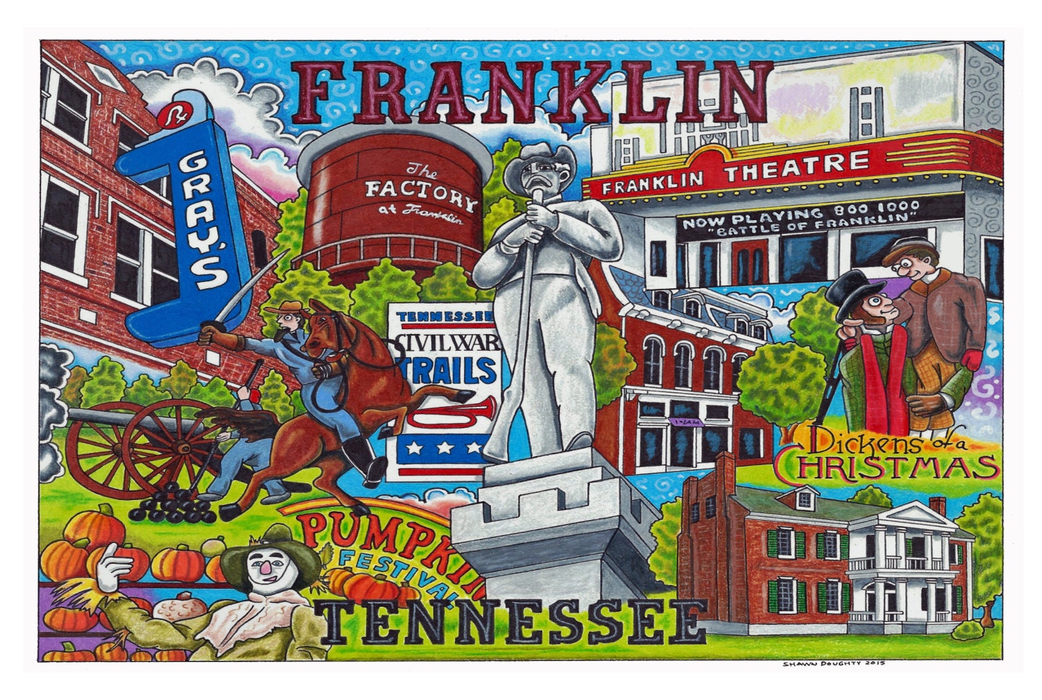 Franklin Tennessee Postcards Pack of 15 Signed by the Artist - Etsy UK