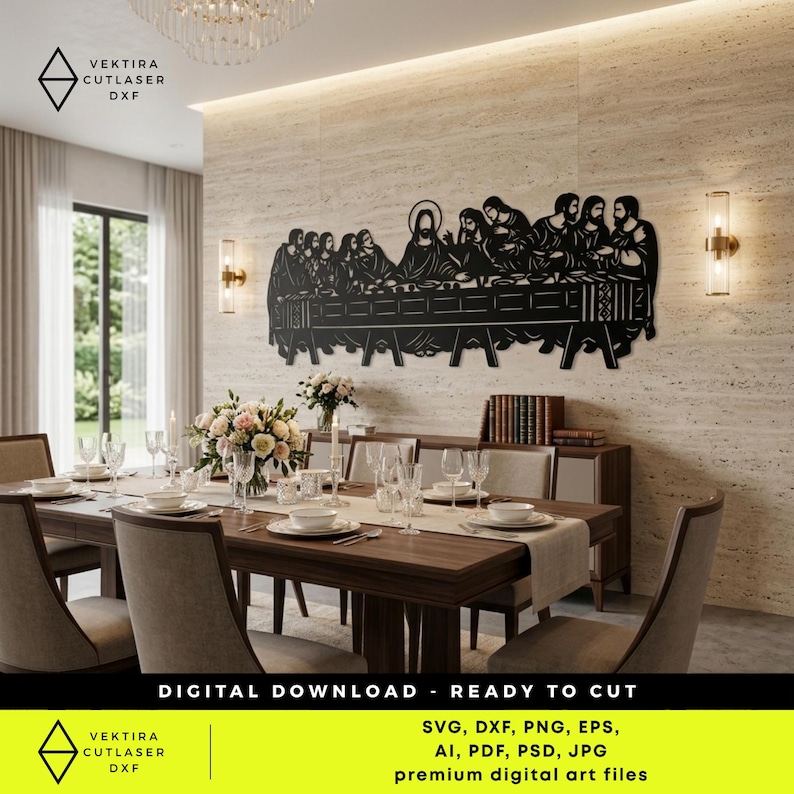 Last Supper SVG | Jesus Apostles Wall Art, Christian Laser Cut File ...