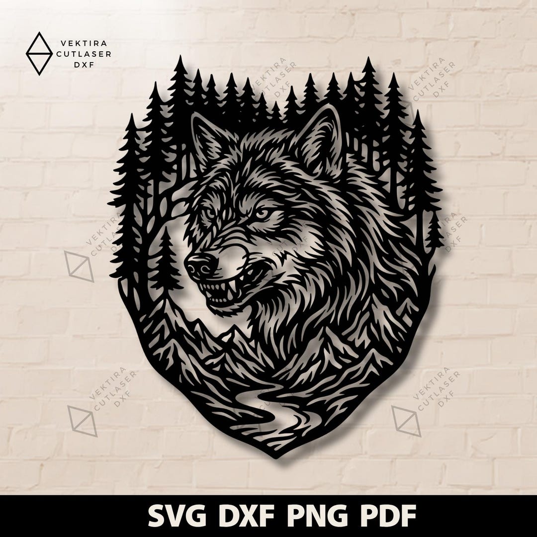 Wolf Laser Cut File | Wildlife Metal Wall Decor SVG DXF (digital ...