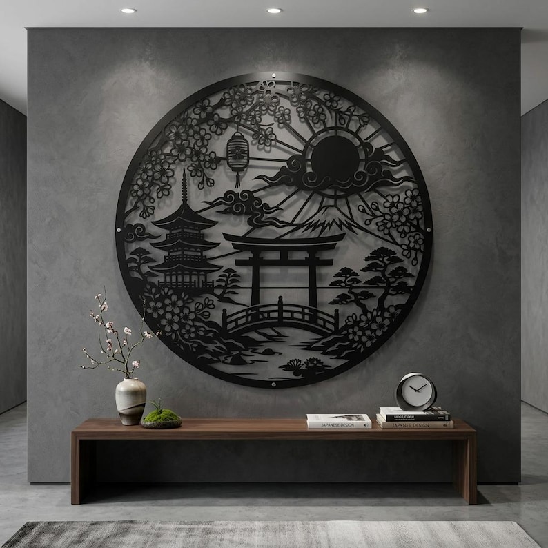Japanese Pagoda Sakura Mount Fuji Laser Cut File | Zen Wall Art SVG DXF ...