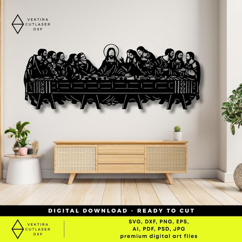 Last Supper SVG | Jesus Apostles Wall Art, Christian Laser Cut File ...