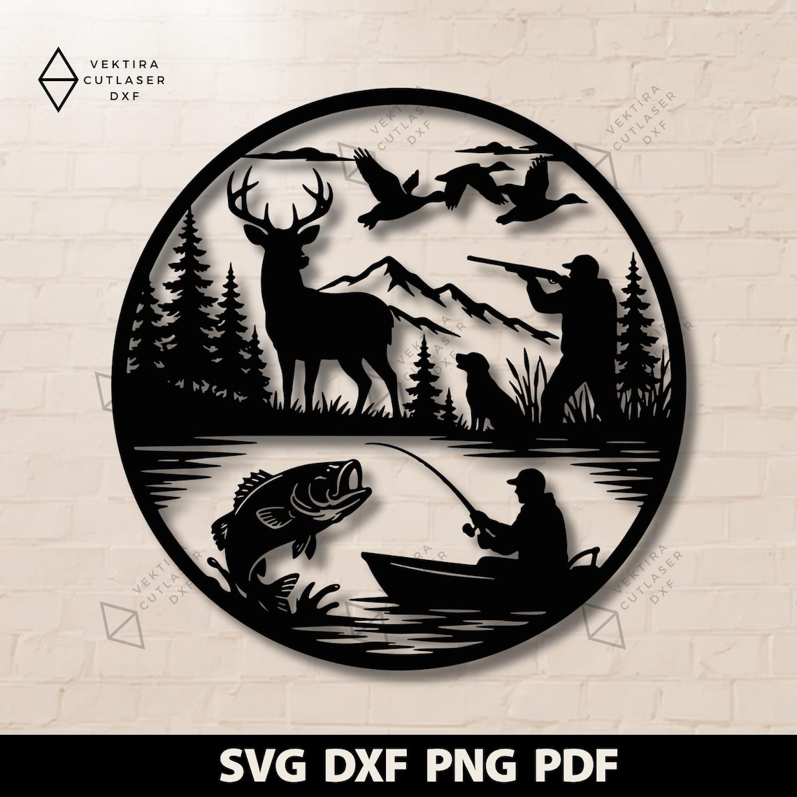 Deer Fish Duck Hunting Fishing Wall Art Laser Cut File | Hunting SVG ...