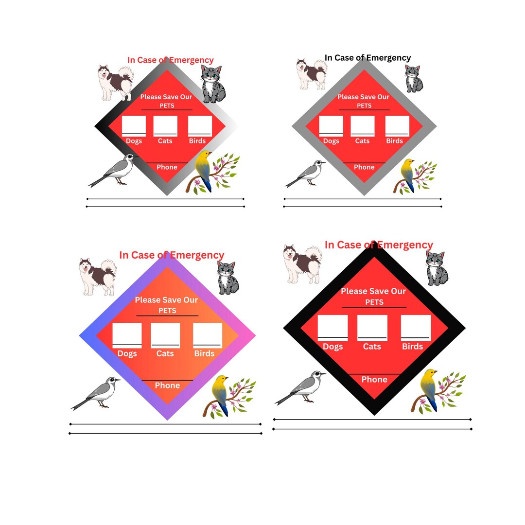 Pet Safety Window Sticker: Emergency Alert Decal (digital Download, 4 ...