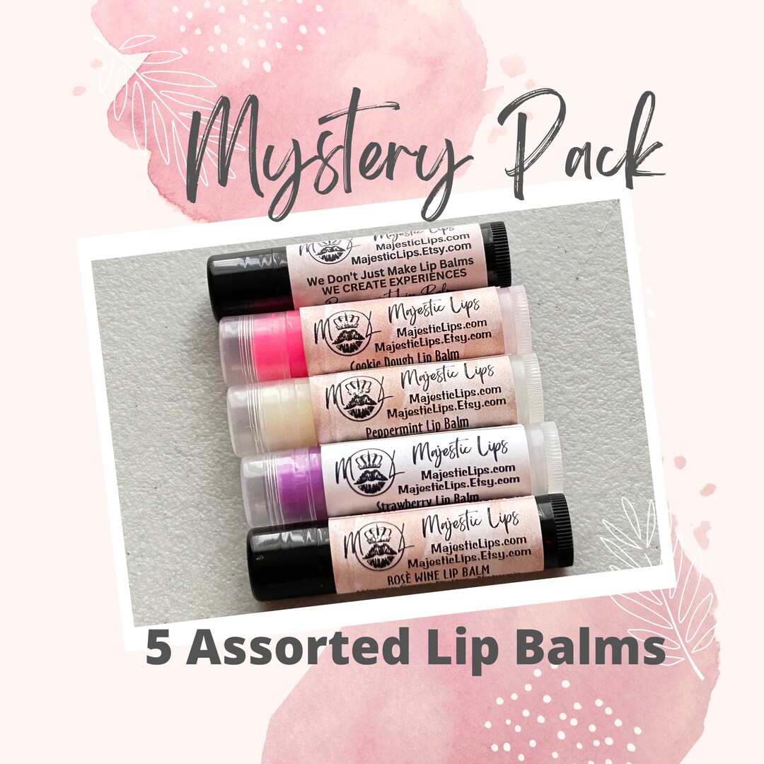 5 MYSTERY Lip Balm Pack - Assorted Sweetened Flavored Handmade Lip Balm ...