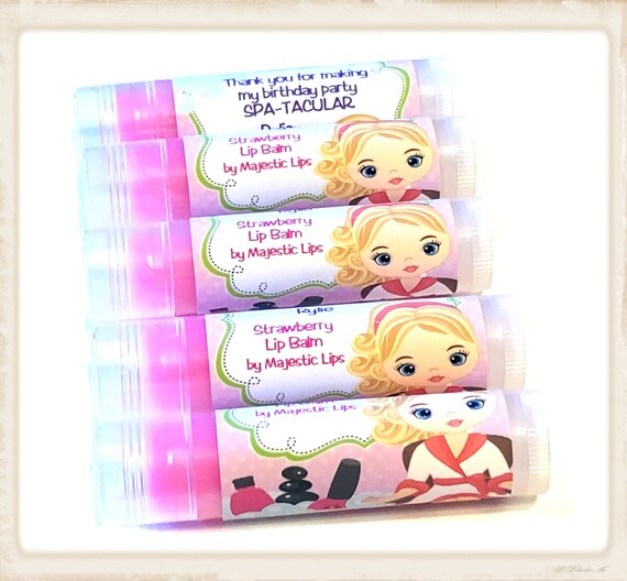 SPA PARTY Personalized Lip Balm Party Favors Blond Girl | Etsy