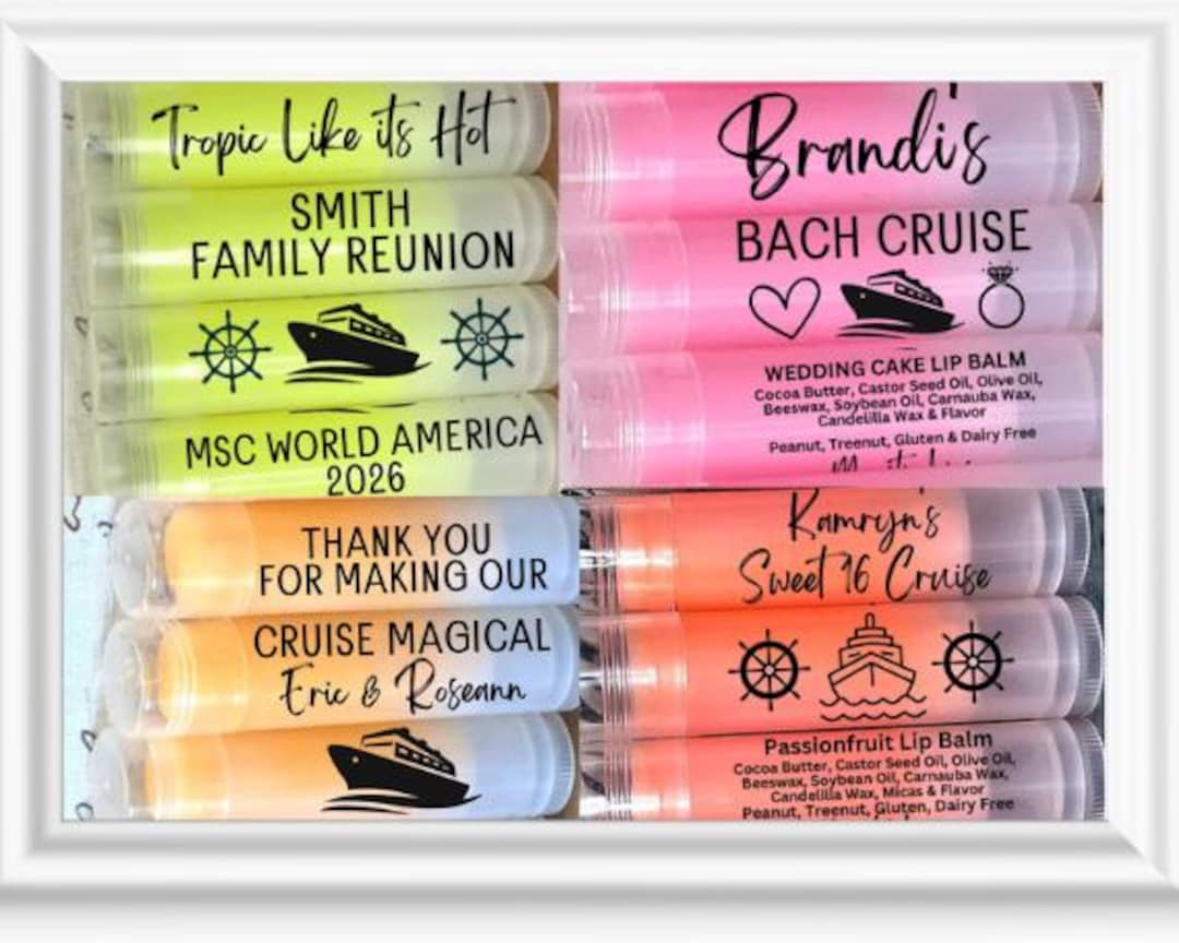 CRUISE THEMED Personalized Lip Balms for Family Reunions, Birthday ...