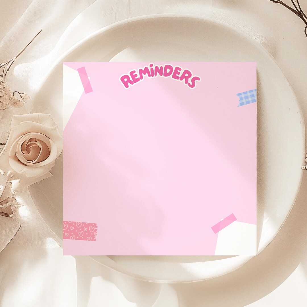 Pink Modern Reminders Post-it® Notepad, Cute Sticky Notes, Unique ...
