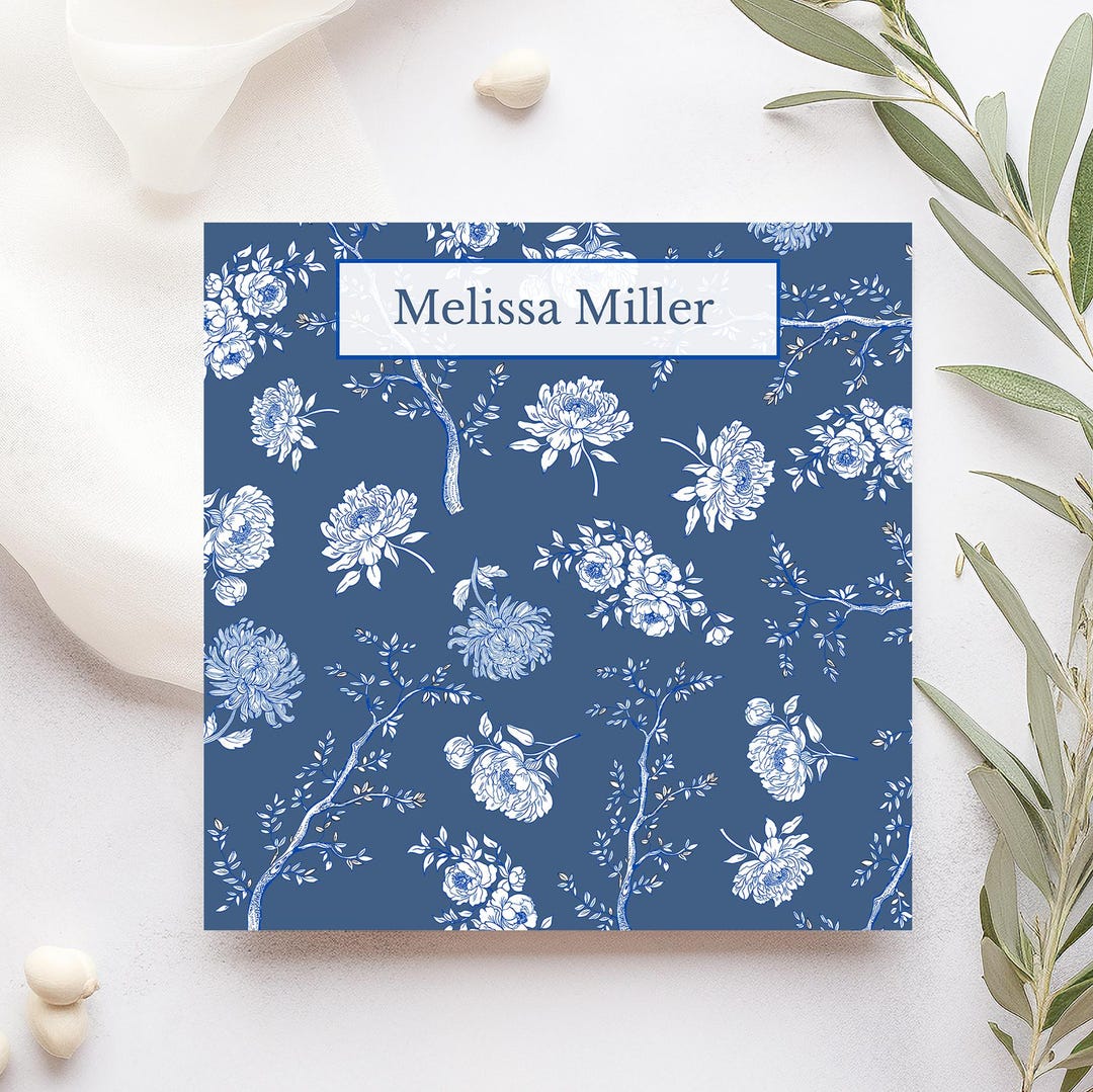 Personalized Chinoiserie Floral Post-it Note Pads: Custom Stationery - Etsy