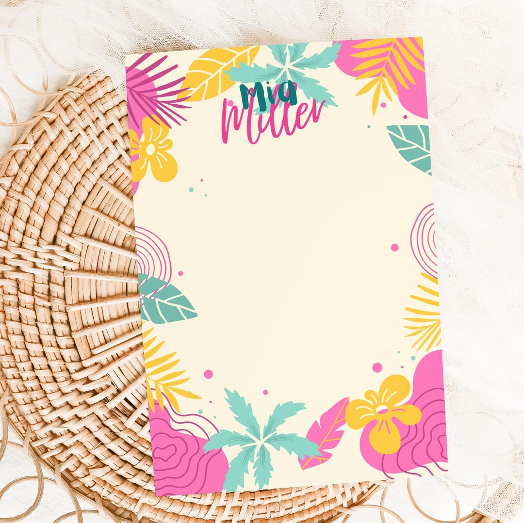 Custom Tropical Post-it® Note Pads With Initial, Custom Sticky Notes ...
