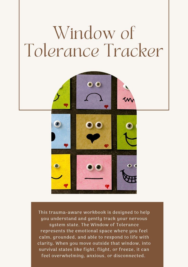 Trauma-informed Nervous System Tracker | Window of Tolerance Worksheet ...
