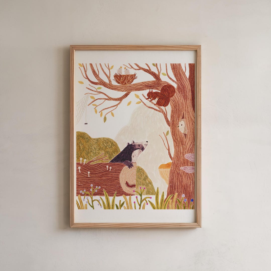 Soft Woodland Animals / Signed Print in A5 or A4 / Forest Nursery Decor ...