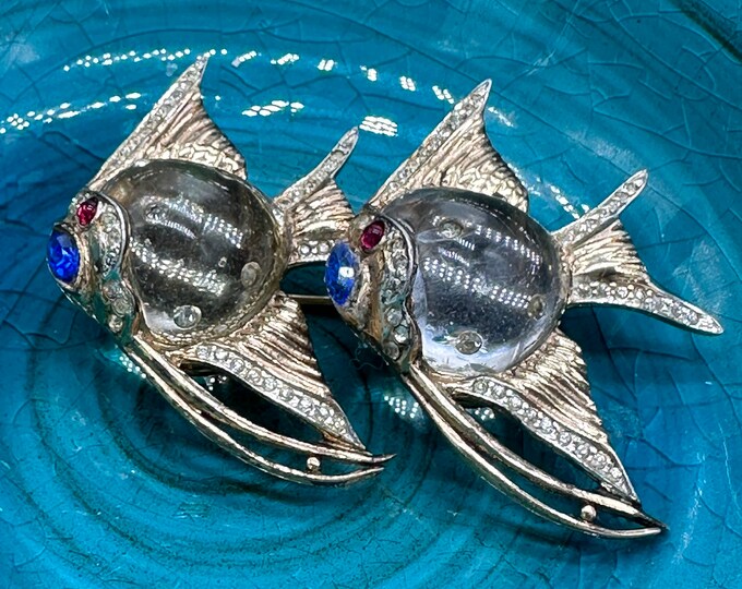 Coro Craft Duette Sterling Jelly Belly Angelfish Fur Clip 1944 Patent ...