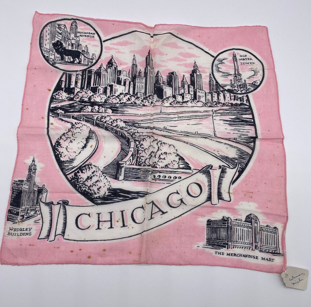 Vintage Chicago Souvenir Handkerchief - Etsy