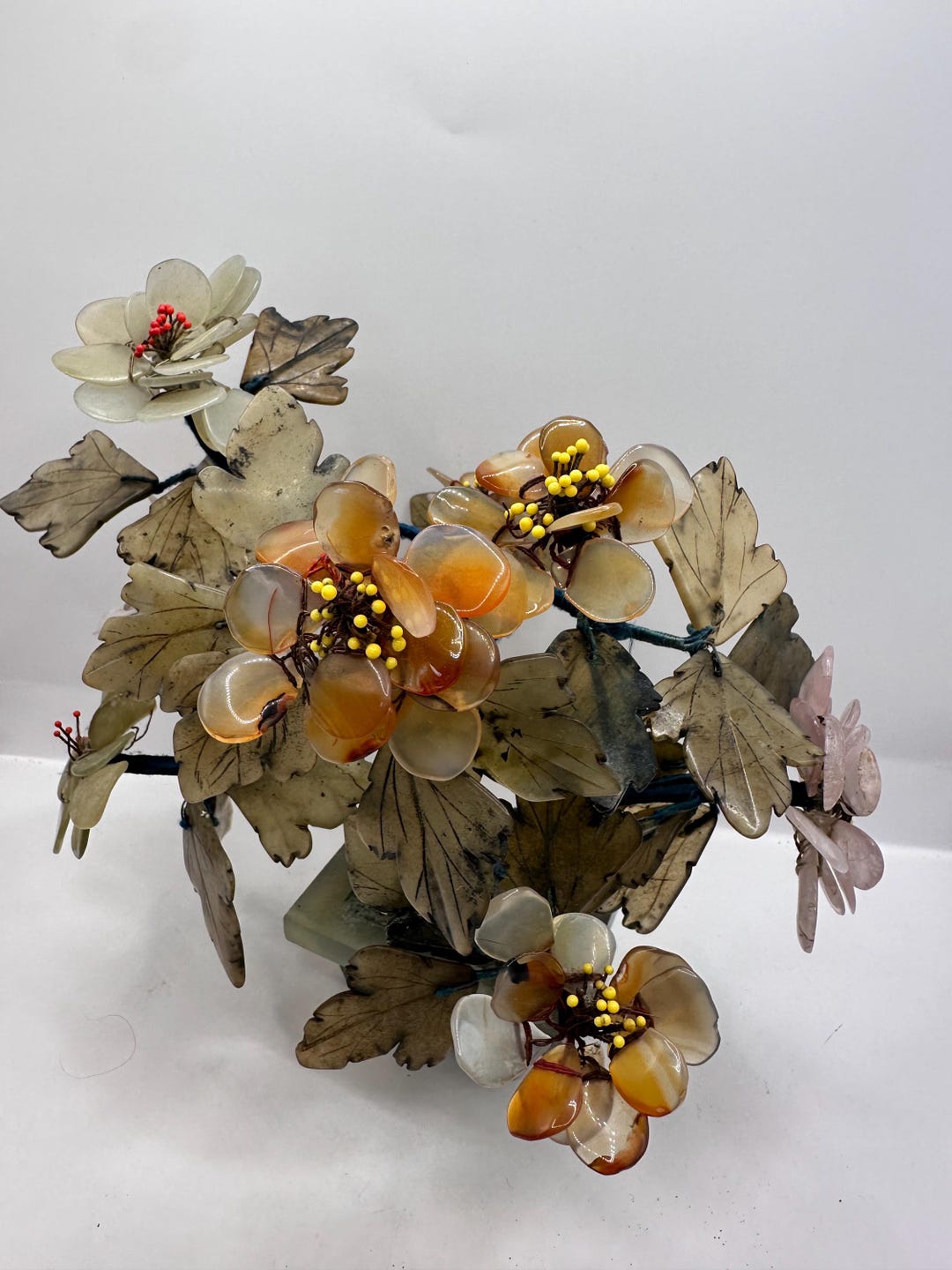 Vintage Chinese Jade & Quartz Bonsai Tree Sculpture - Etsy