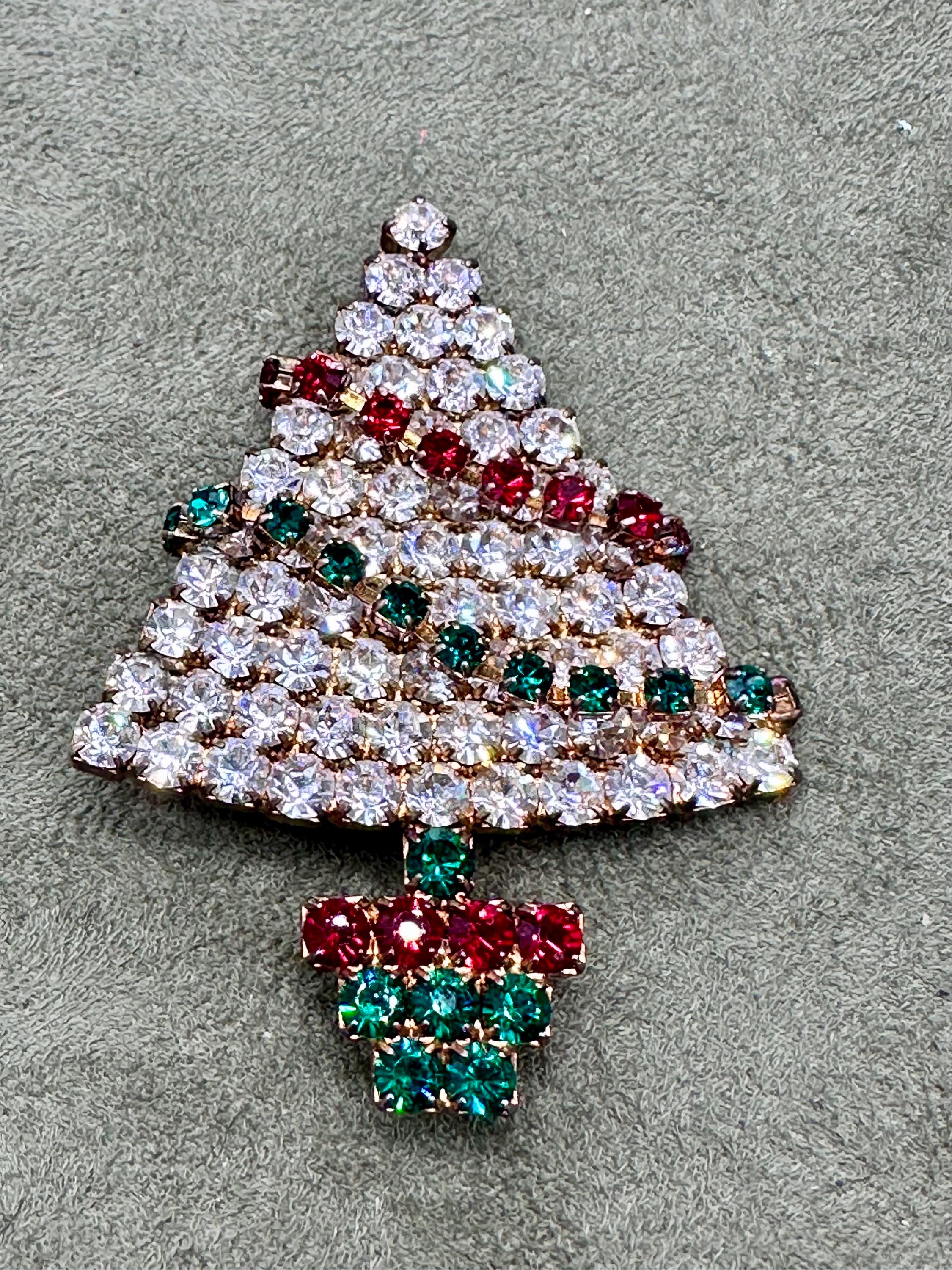 Holiday Rhinestone Tree Brooch - Etsy