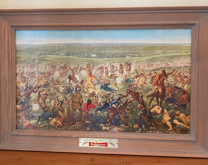 VTG 1952 Original Budweiser Beer Custer’s Last Fight Stand Framed ...