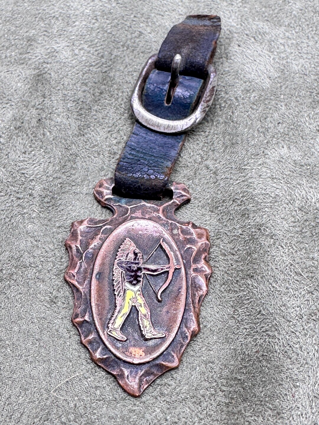 Vintage Antique Native American Arrow Head Watch Fob With Original ...