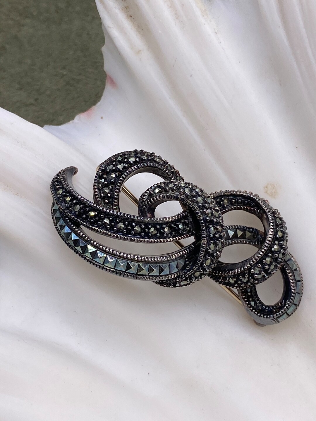Judith Jack Sterling Marcasite Brooch - Etsy