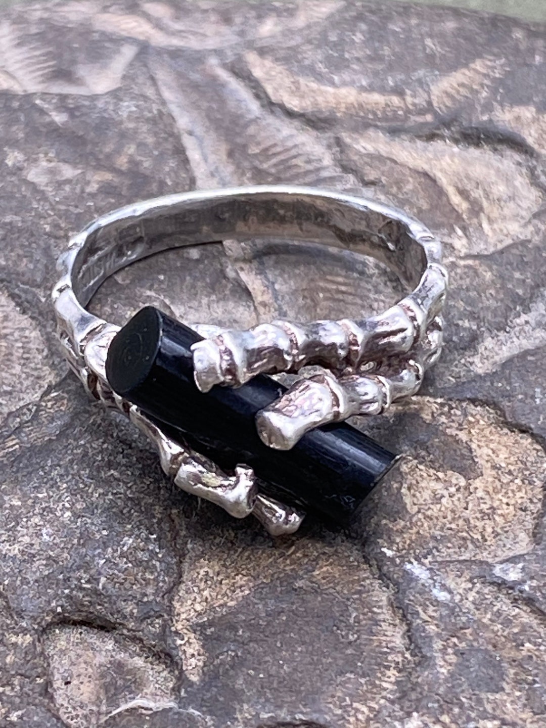 Sterling Silver Skeleton Fingers Holding a Obsidian Rod - Etsy