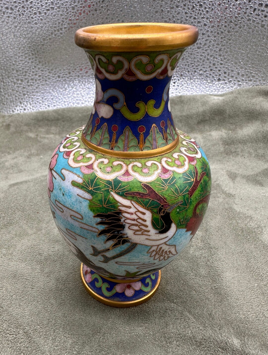 Chinese Jingfa Cloisonné Vase With Cranes, Chinese Decor Art, Mid 20th ...