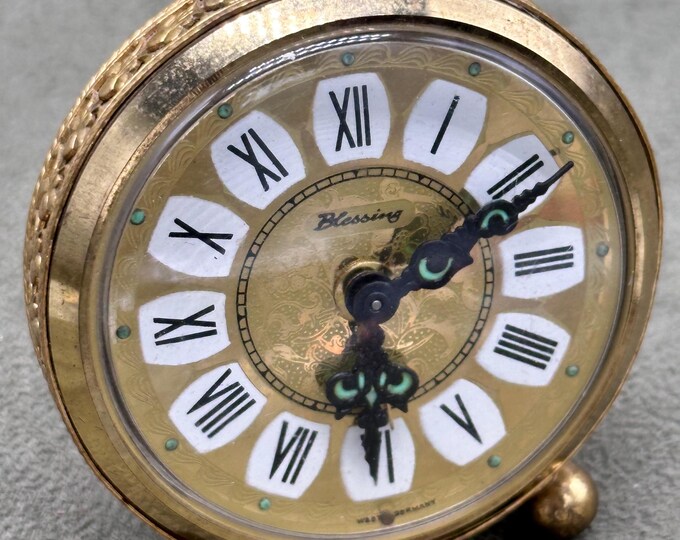 Vintage Alarm Clock, BLESSING Clock, Germany, Brass, Filigree ...