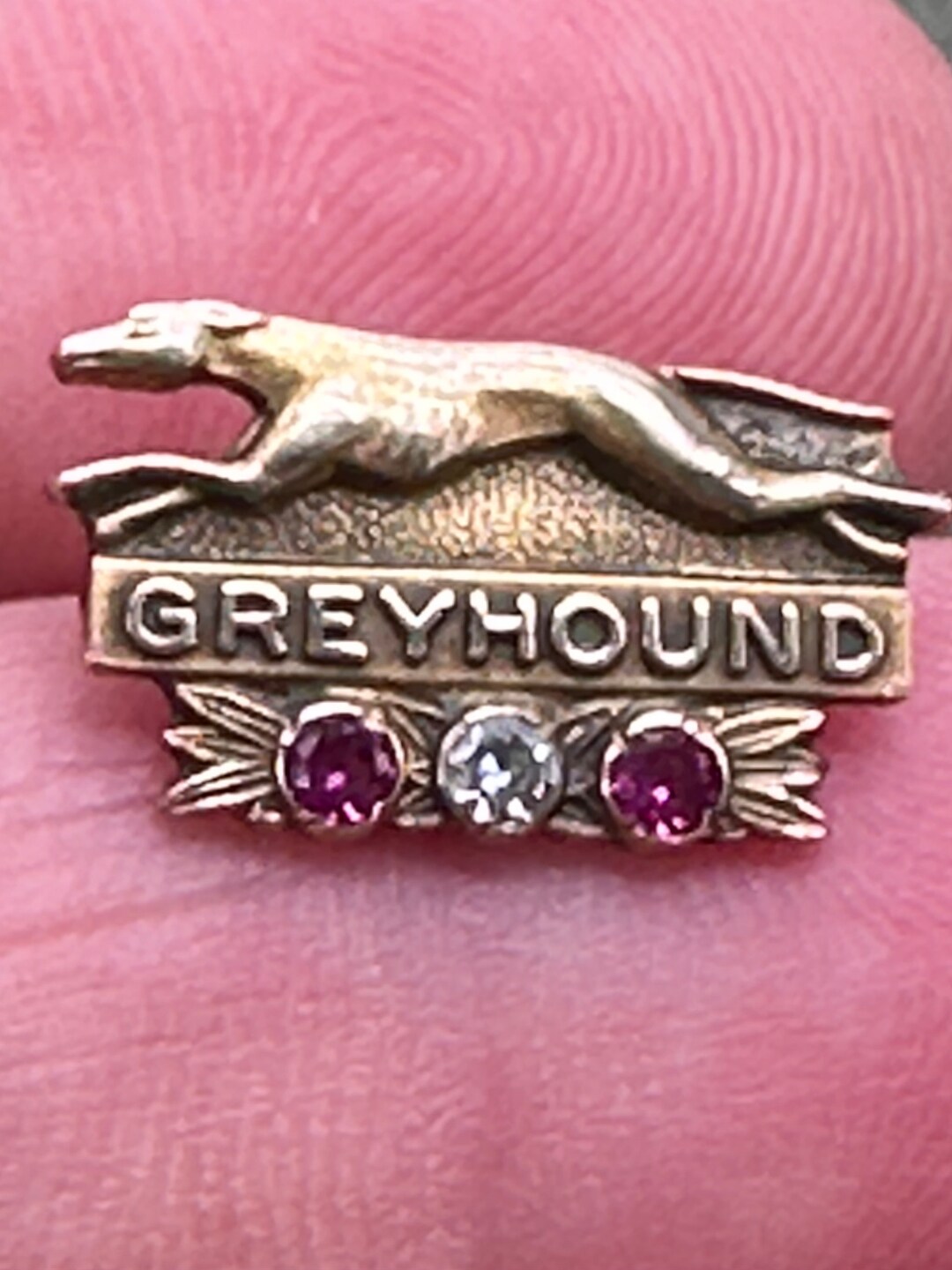 Vintage 1950's GREYHOUND BUS LINES Jeweled Service Pin Tie Tack 14K ...