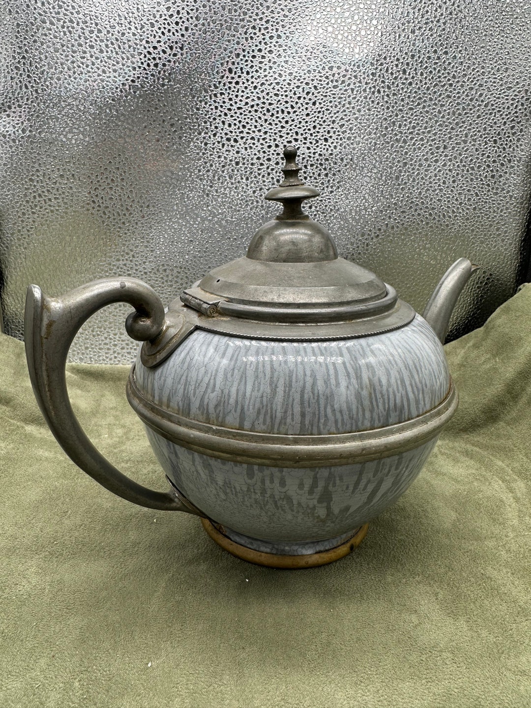 Antique Manning Bowman Pewter Trimmed Granite Ware Tea Pot Pewter - Etsy