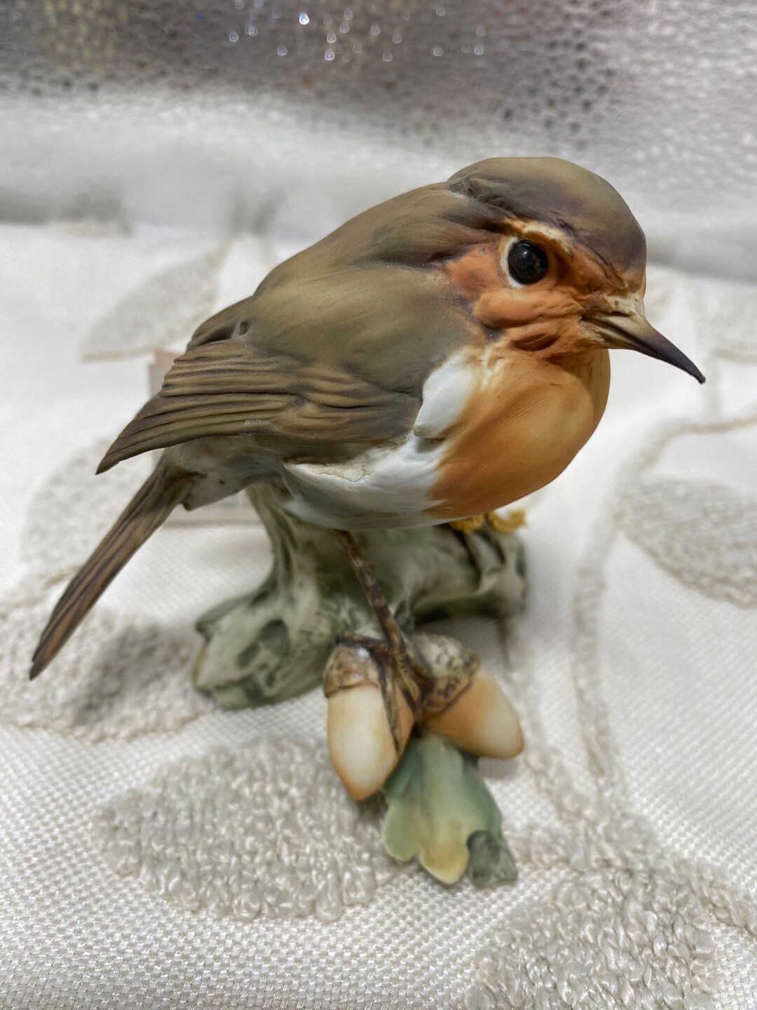 Tay Italy Porcelain Bisque Sculpture Brown Colored Bird European Robin ...