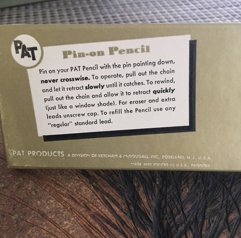 Bridge PAT Pin-on Pencil Vintage New in Package - Etsy