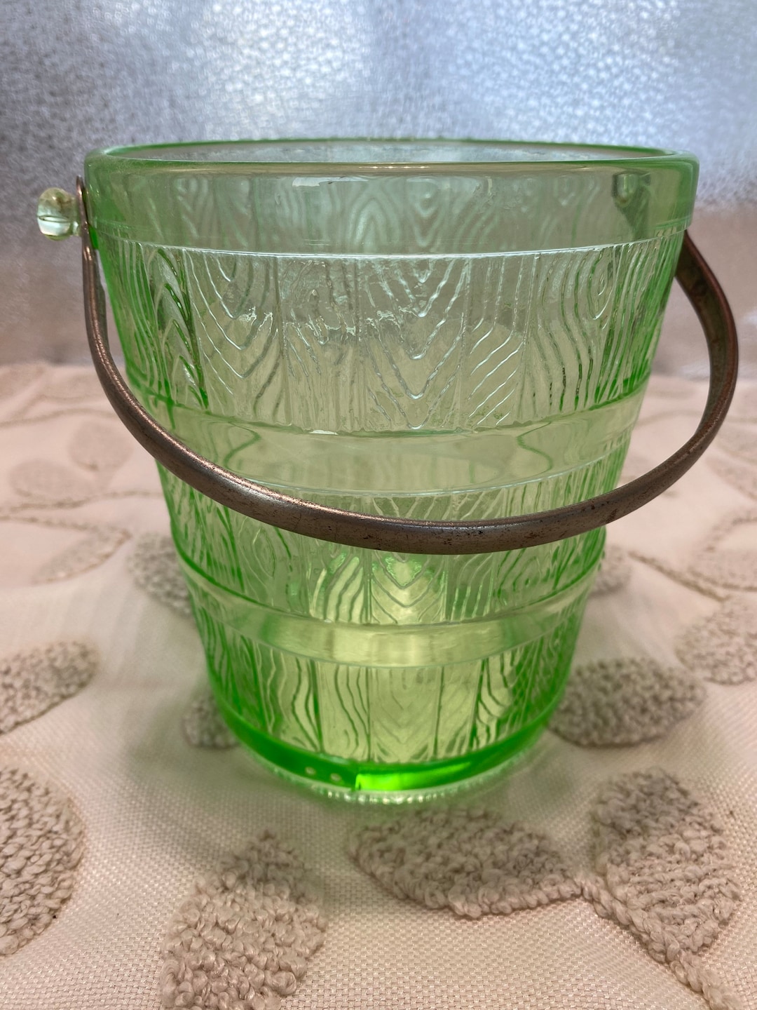 Vintage Cambridge Uranium Glass Ice Bucket - Etsy