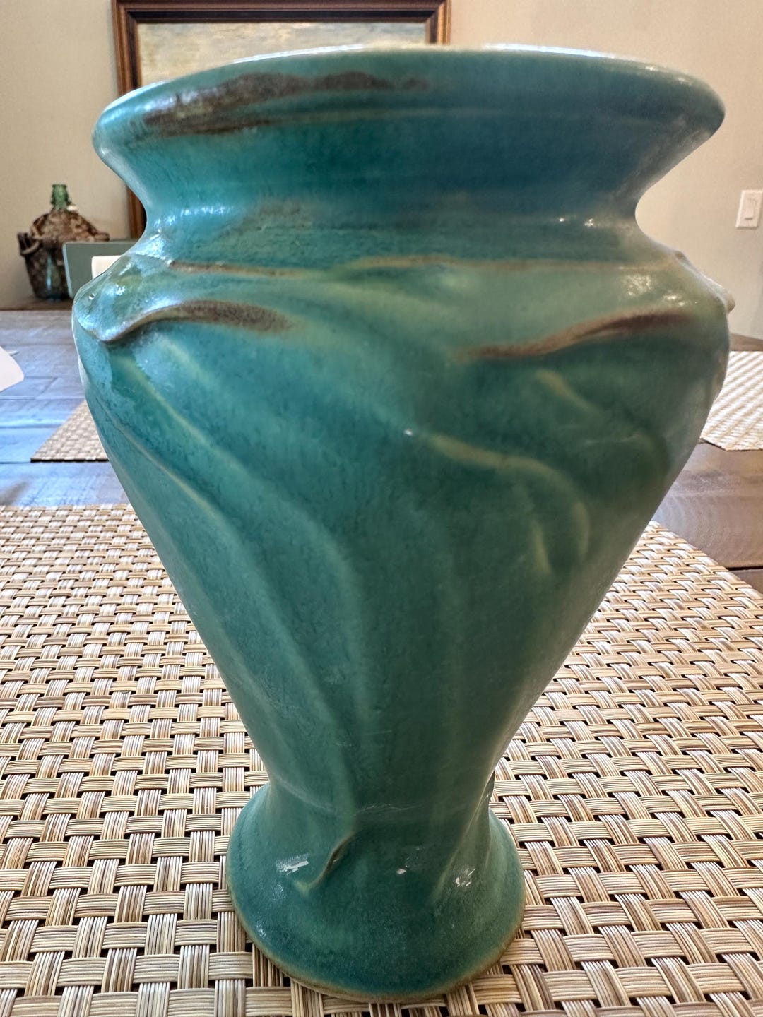 PEWABIC Detroit Pottery Signed Arts & Crafts Design Matte Teal Blue 6 ...