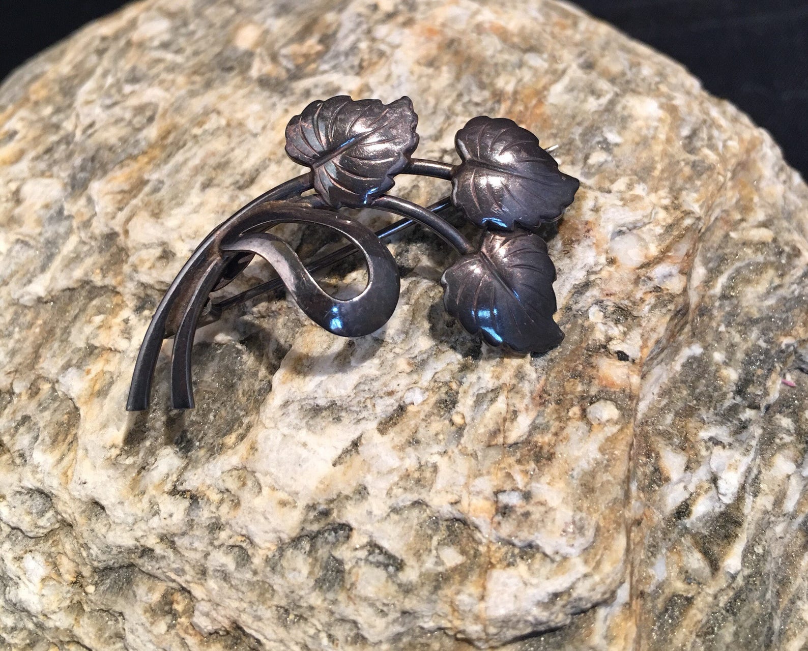 Hermann Siersbol Marked H S 925 Sterling Leaf Brooch | Etsy