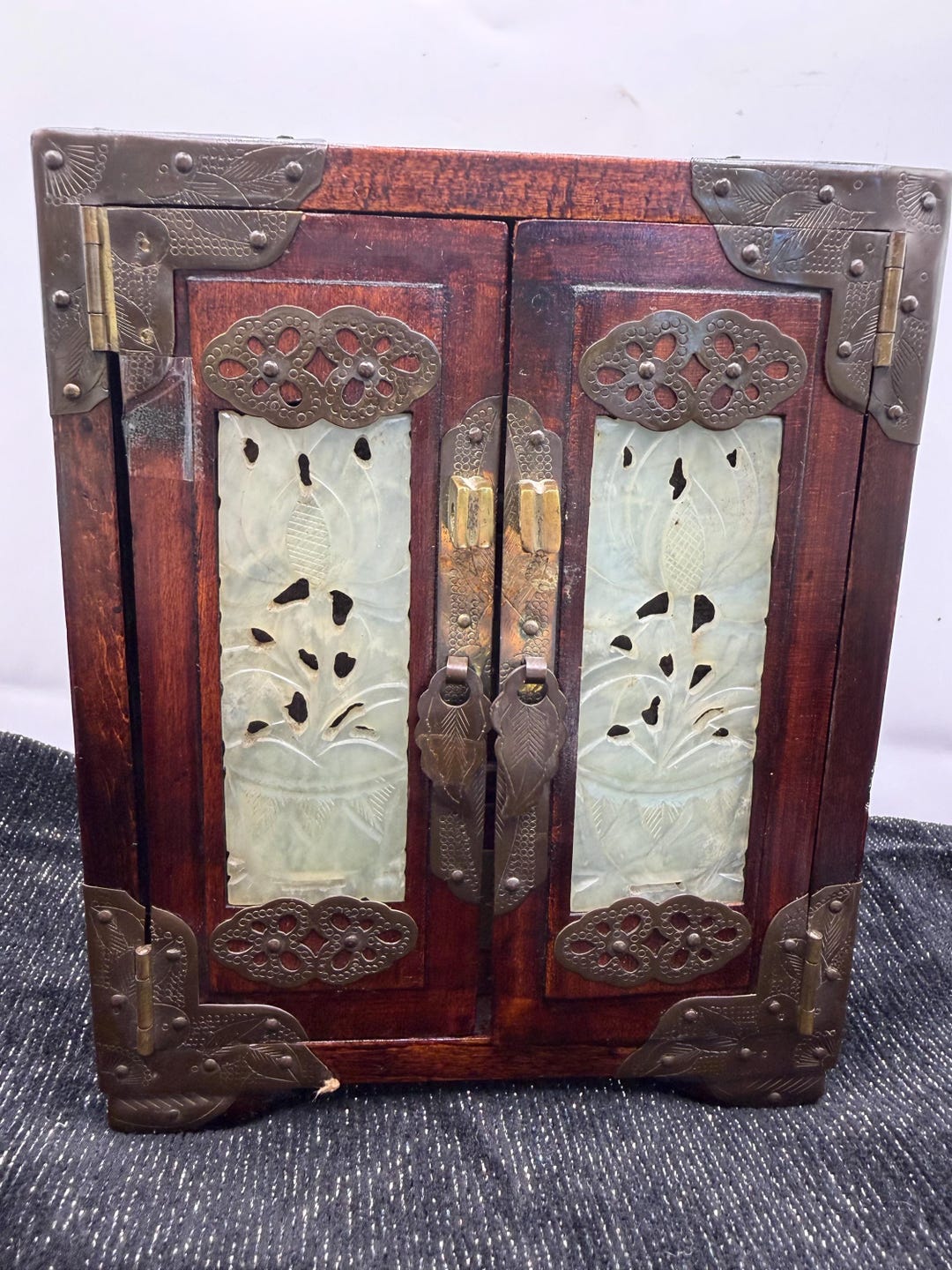 A Diminutive Chinese Wood and Jade Jewelry Chest With Brass Details - Etsy