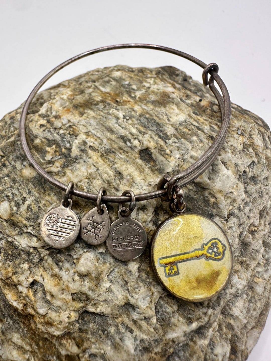 ALEX AND ANI Skeleton Key Art Infusion Charm Bangle - Etsy